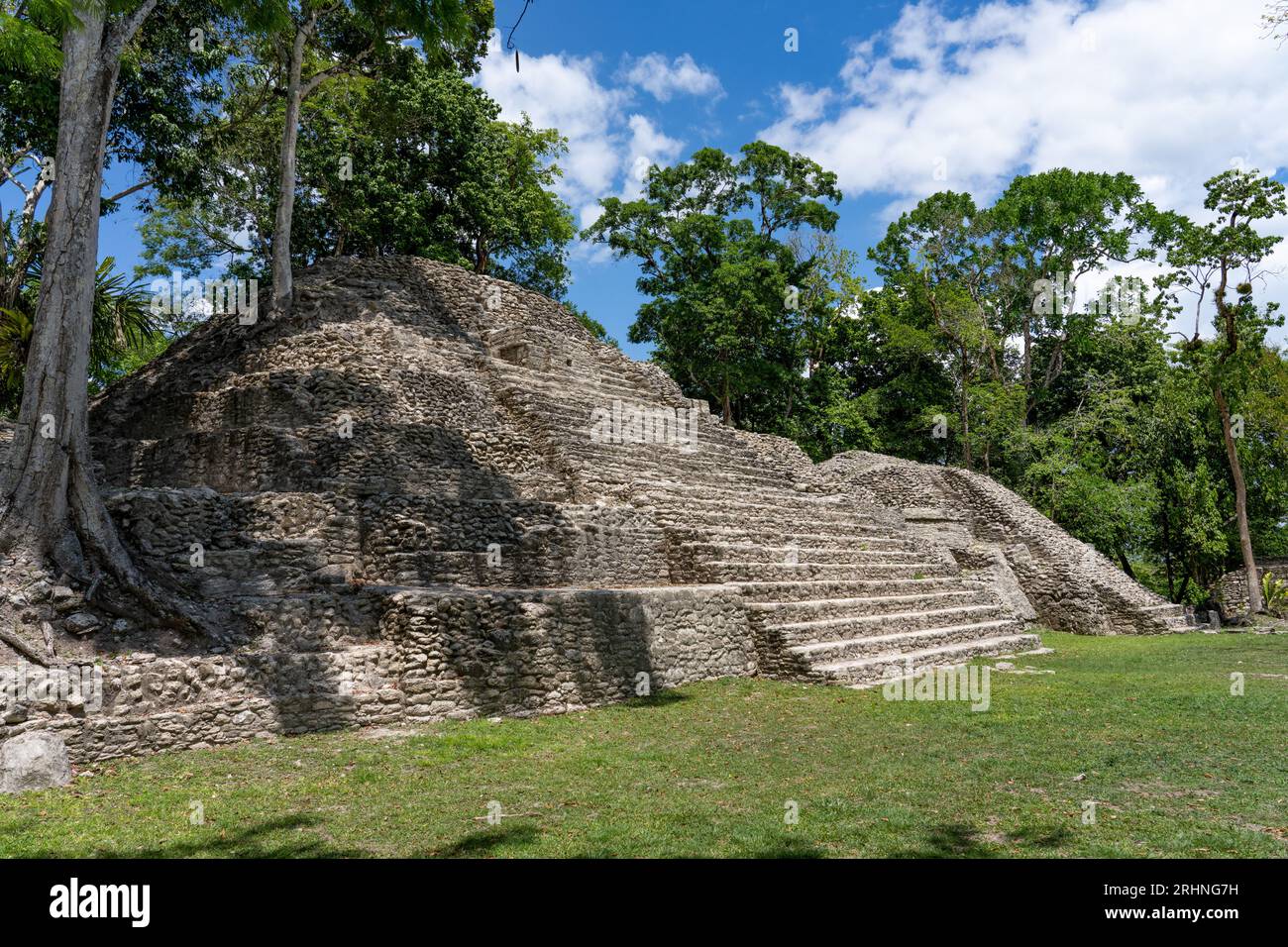 Pyramid / Structures B1 & B3 on Plaza B in the Mayan ruins in the Cahal ...