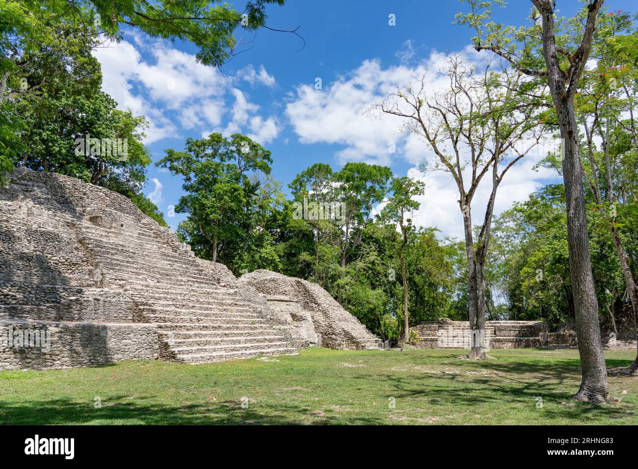 Pyramid / Structures B1, B3 & B4 on Plaza B in the Mayan ruins in the ...
