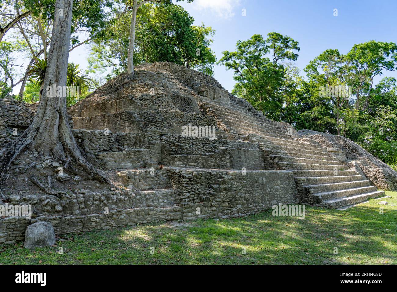 Pyramid or Structure B1 on Plaza B in the Mayan ruins in the Cahal Pech ...