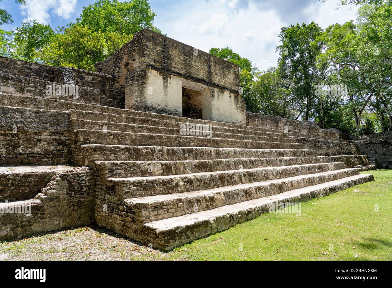 Structure A2 facing Plaza B in the Mayan ruins in the Cahal Pech ...