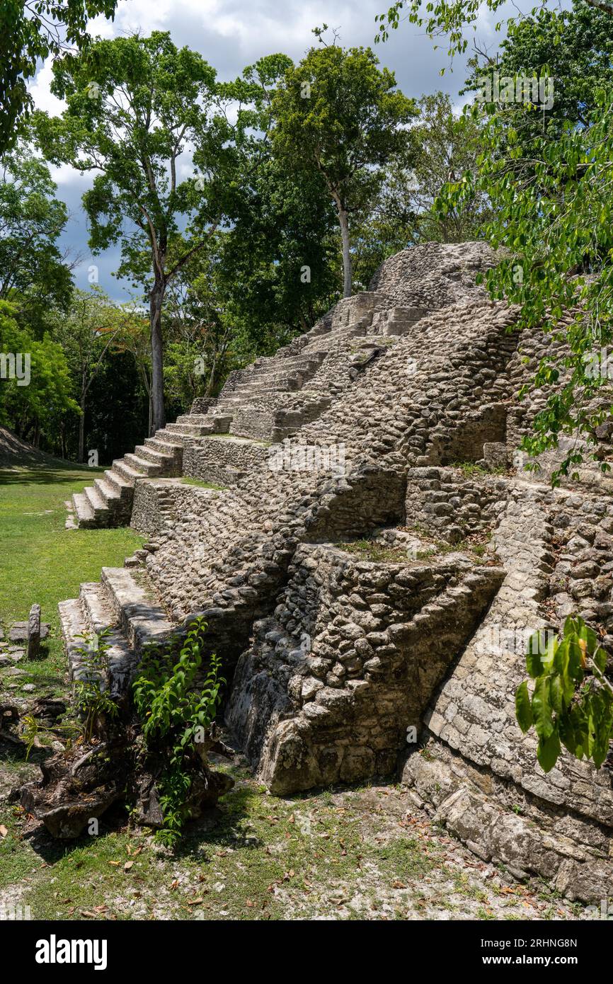 Pyramid / Structures B1 & B3 on Plaza B in the Mayan ruins in the Cahal ...