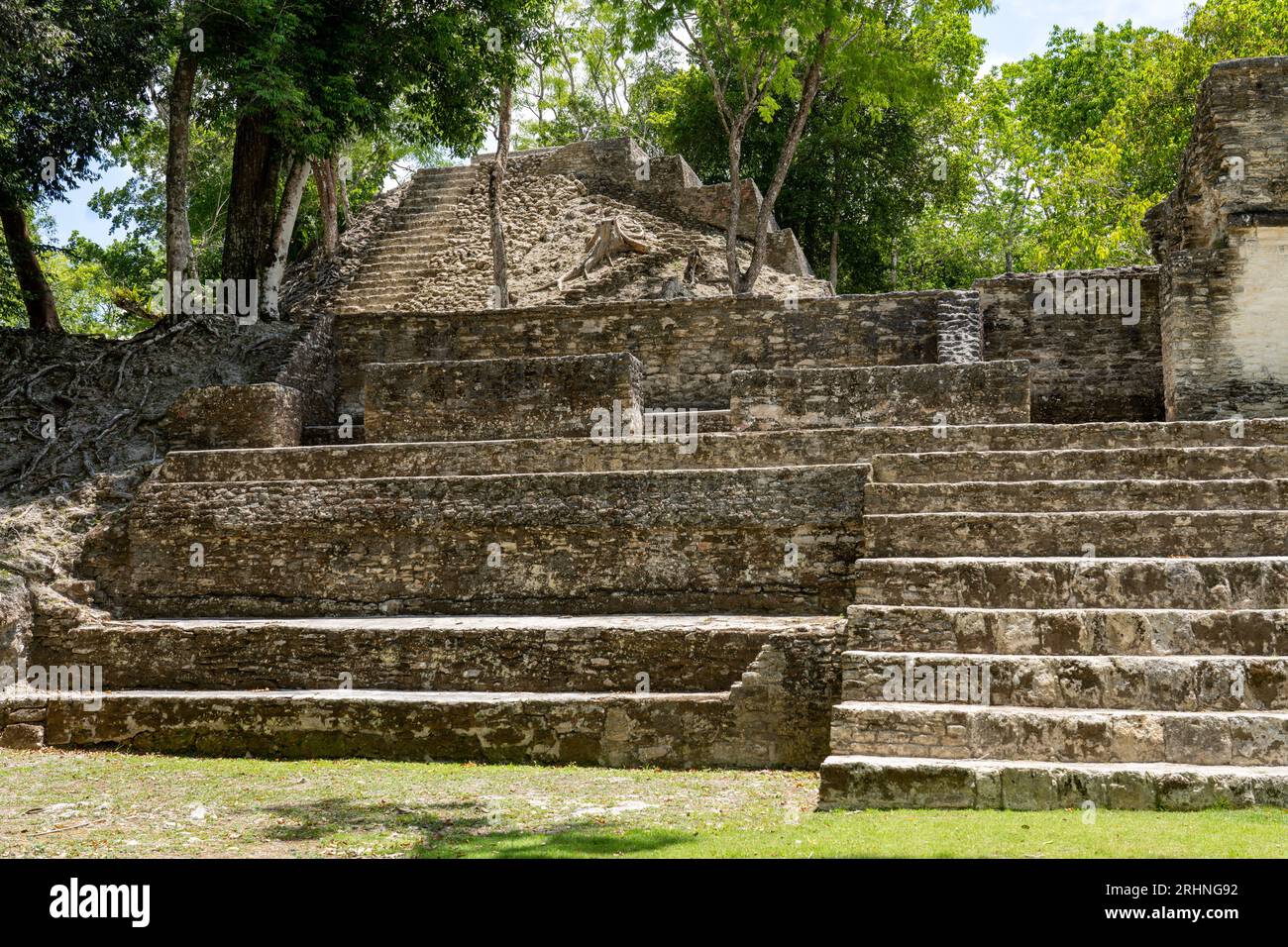 Structure A2, facing Plaza B, & Pyramid / Structure A1 in the Mayan ...