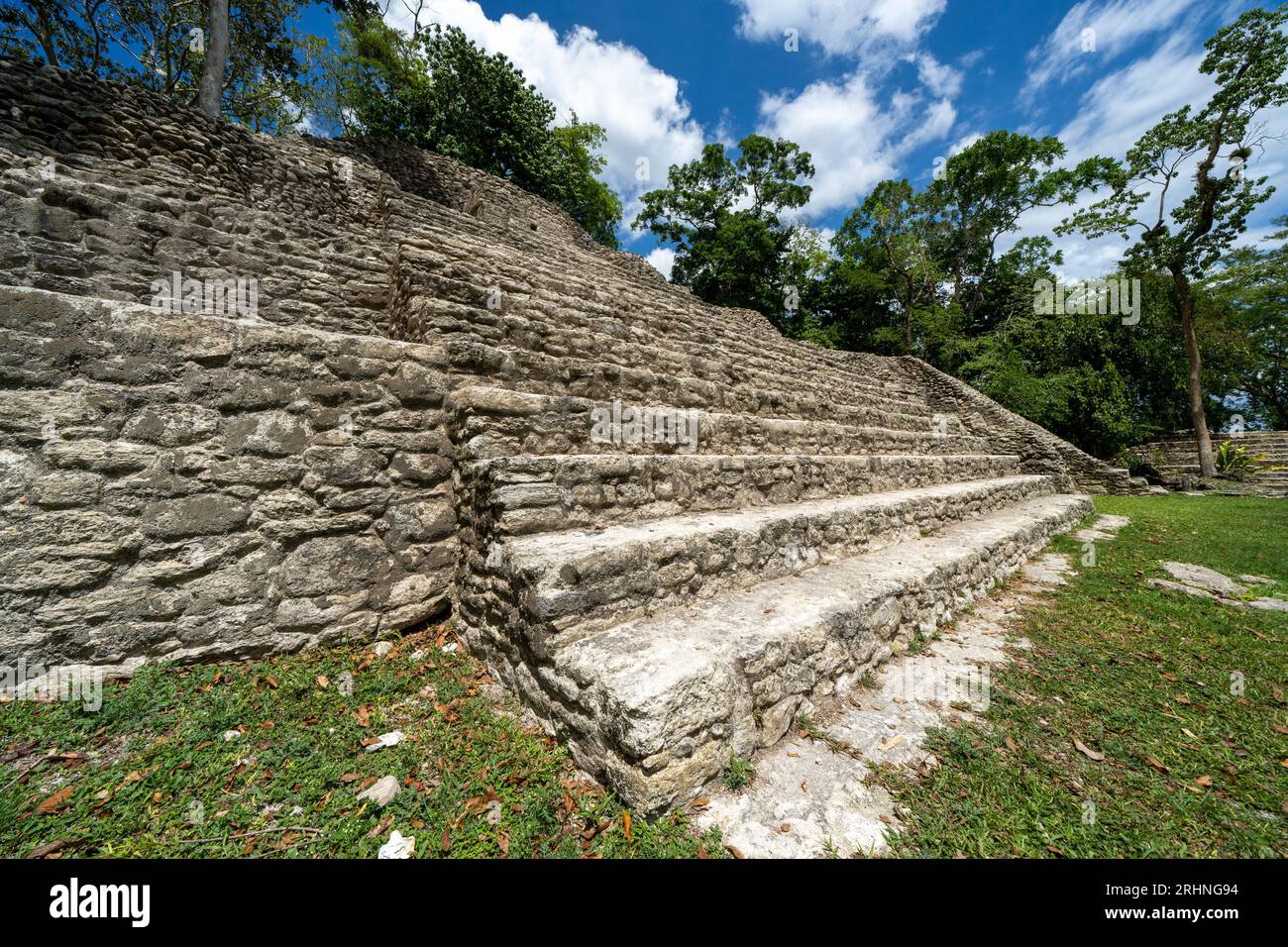 Steep stairs of Pyramid / Structure B1 on Plaza B in the Mayan ruins in ...