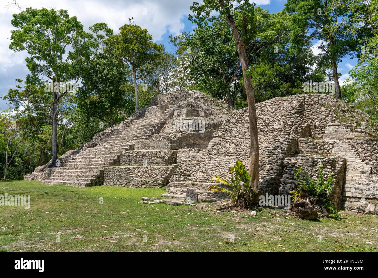 Pyramid / Structures B2, B1, & B3 on Plaza B in the Mayan ruins in the ...