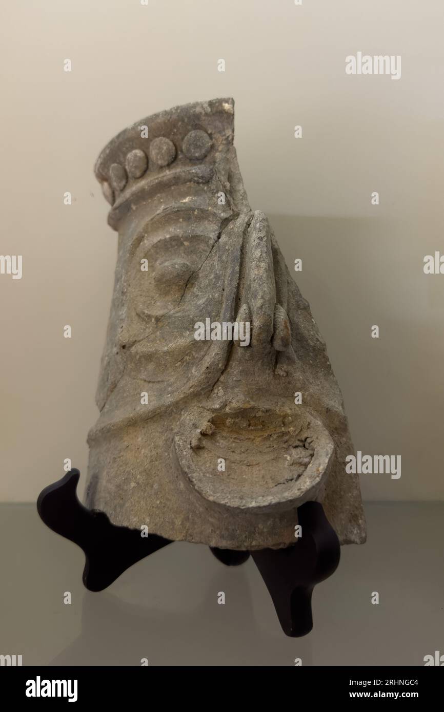 A Mayan ceramic effigy censor in the visitors center museum in the ...