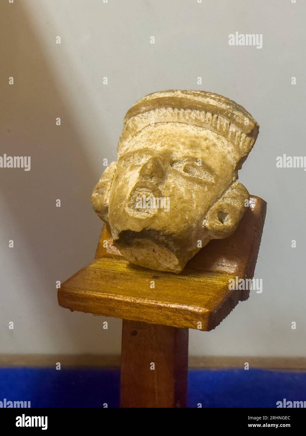 Mayan ceramic figurine in the visitors center museum in the Cahal Pech ...