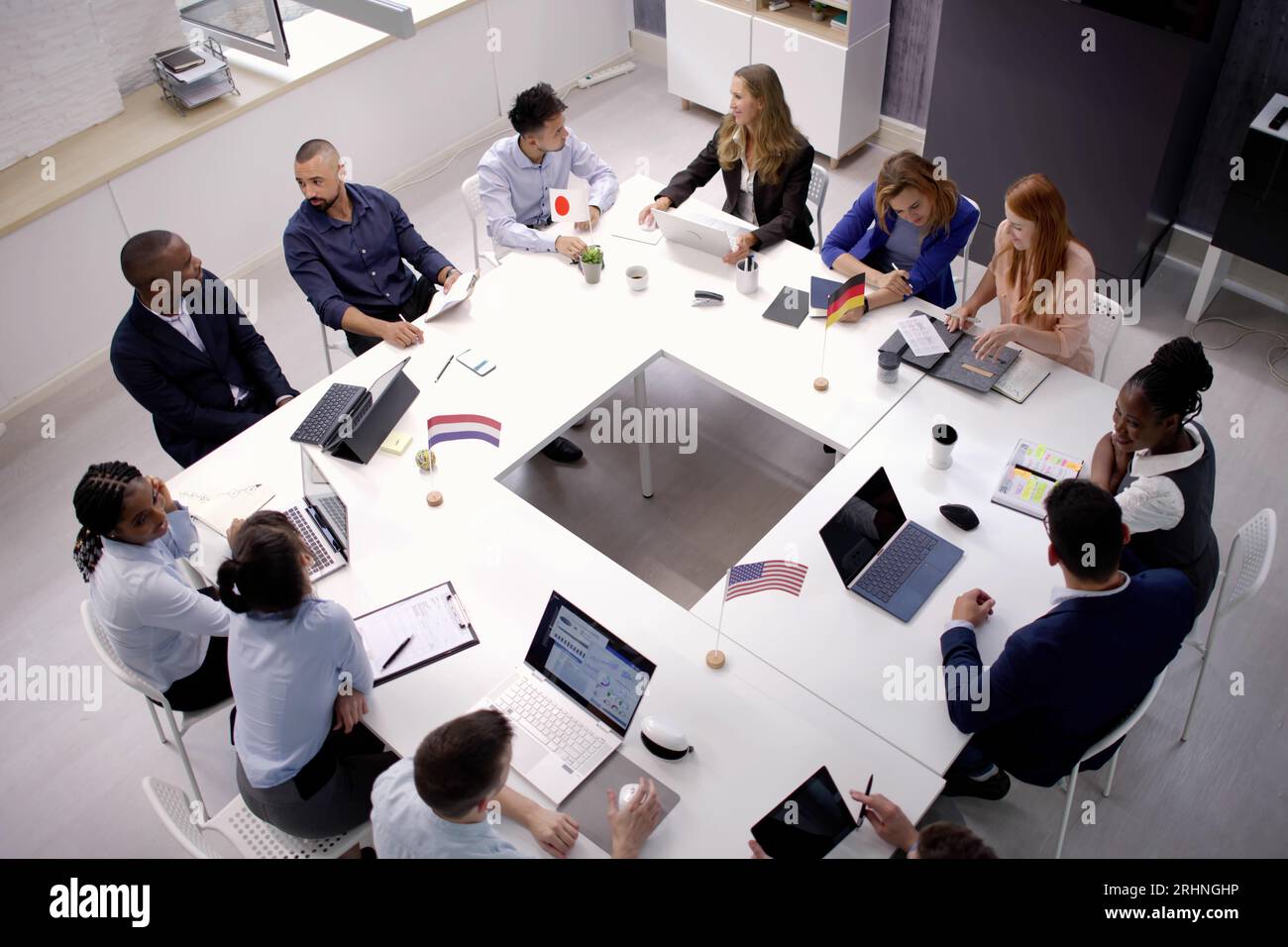 American flags conference hi-res stock photography and images - Alamy