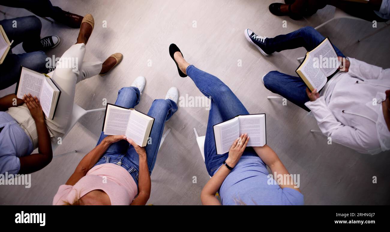 Diverse Group Reading And Studying Bible. People In Circle Stock Photo ...