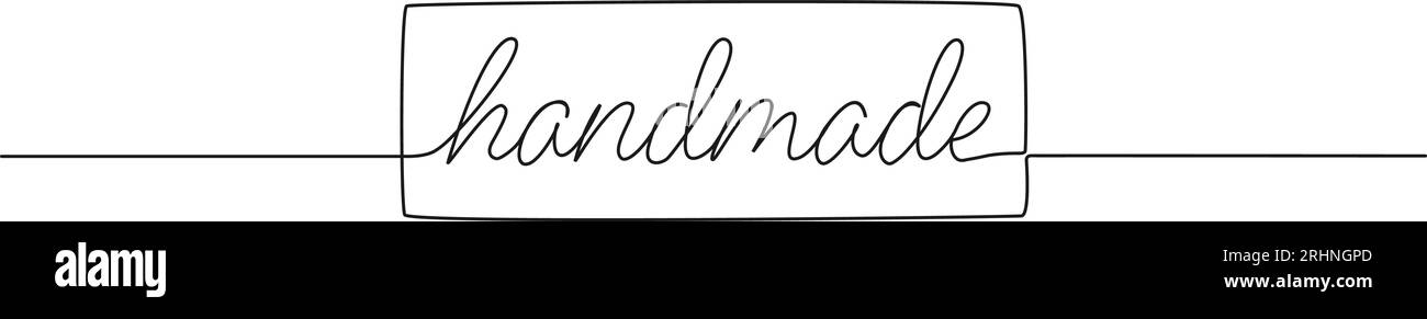 continuous single line drawing of handwritten word HANDMADE, line art ...