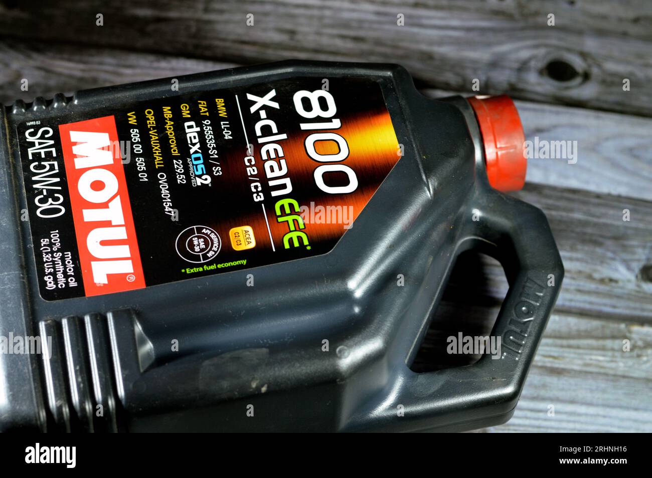 Cairo, Egypt, July 28 2023: Motul X-clean EFE 8100 motor oil SAE 5W-30 ...