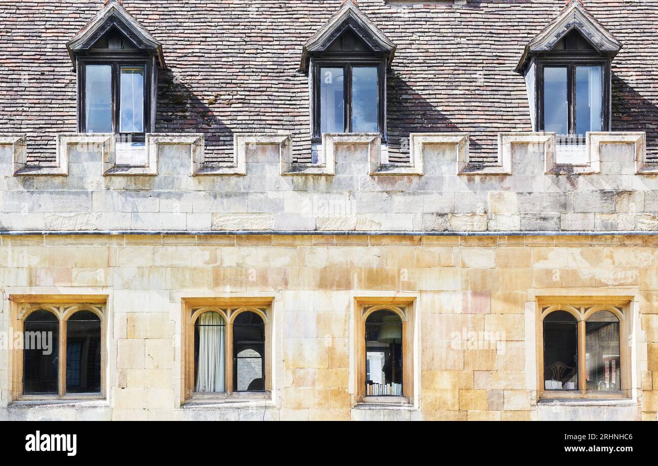 Windows at Pembroke College, founded in the 14th century, University of ...