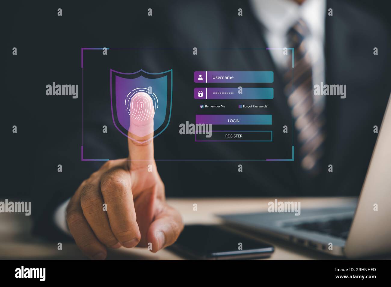 Futuristic biometric identification fingerprint scanner providing ...