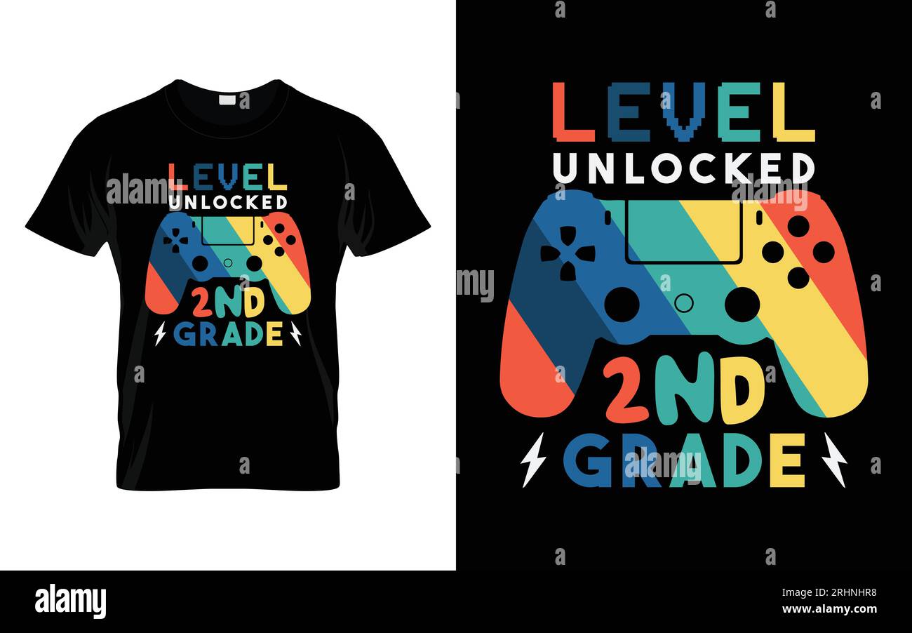 Level Unlocked 2nd Grade Back to school typography t shirt design Stock ...
