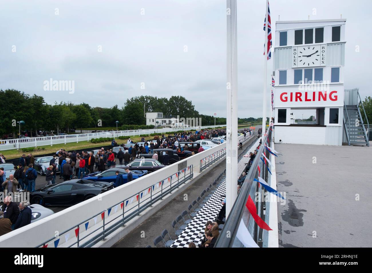 Cars lined up on track at Rule Britannia Breakfast Club Meeting to ...