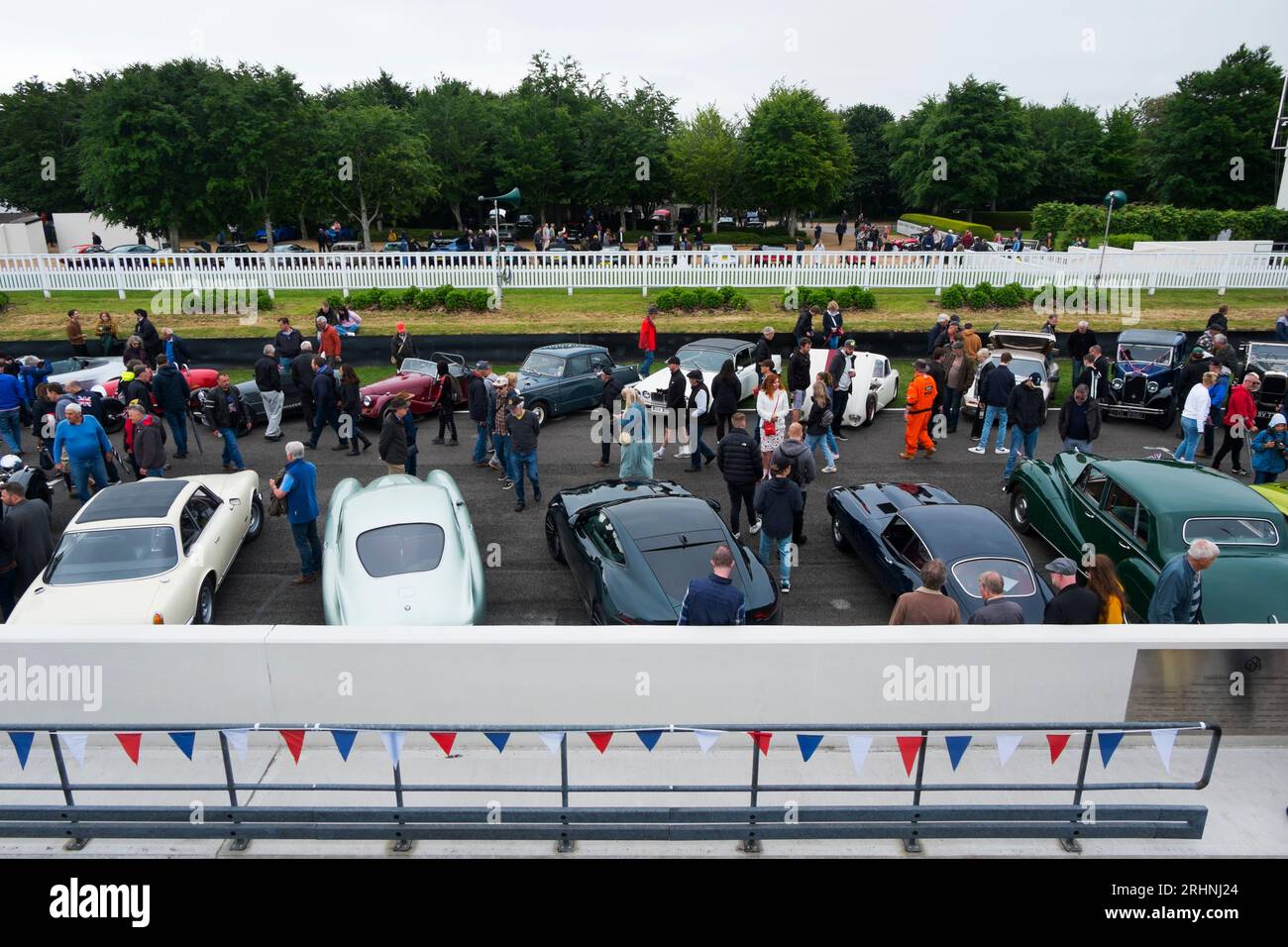 Cars lined up on track at Rule Britannia Breakfast Club Meeting to ...
