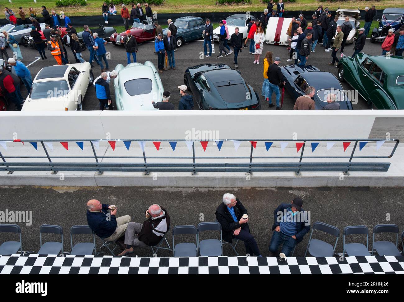 Cars lined up on track at Rule Britannia Breakfast Club Meeting to ...