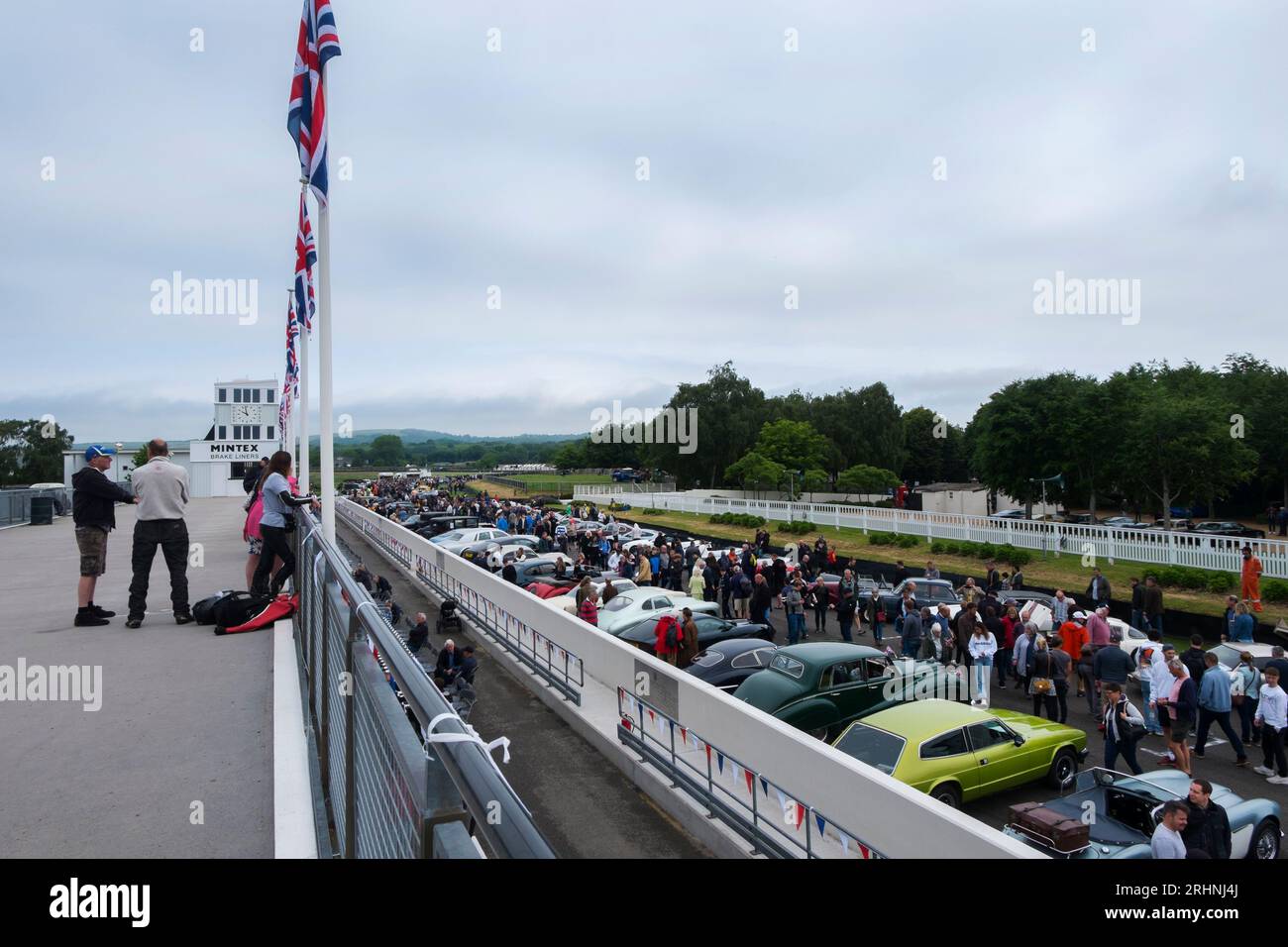 Cars lined up on track at Rule Britannia Breakfast Club Meeting to ...