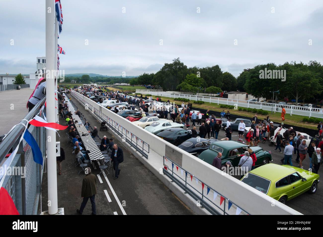 Cars lined up on track at Rule Britannia Breakfast Club Meeting to ...