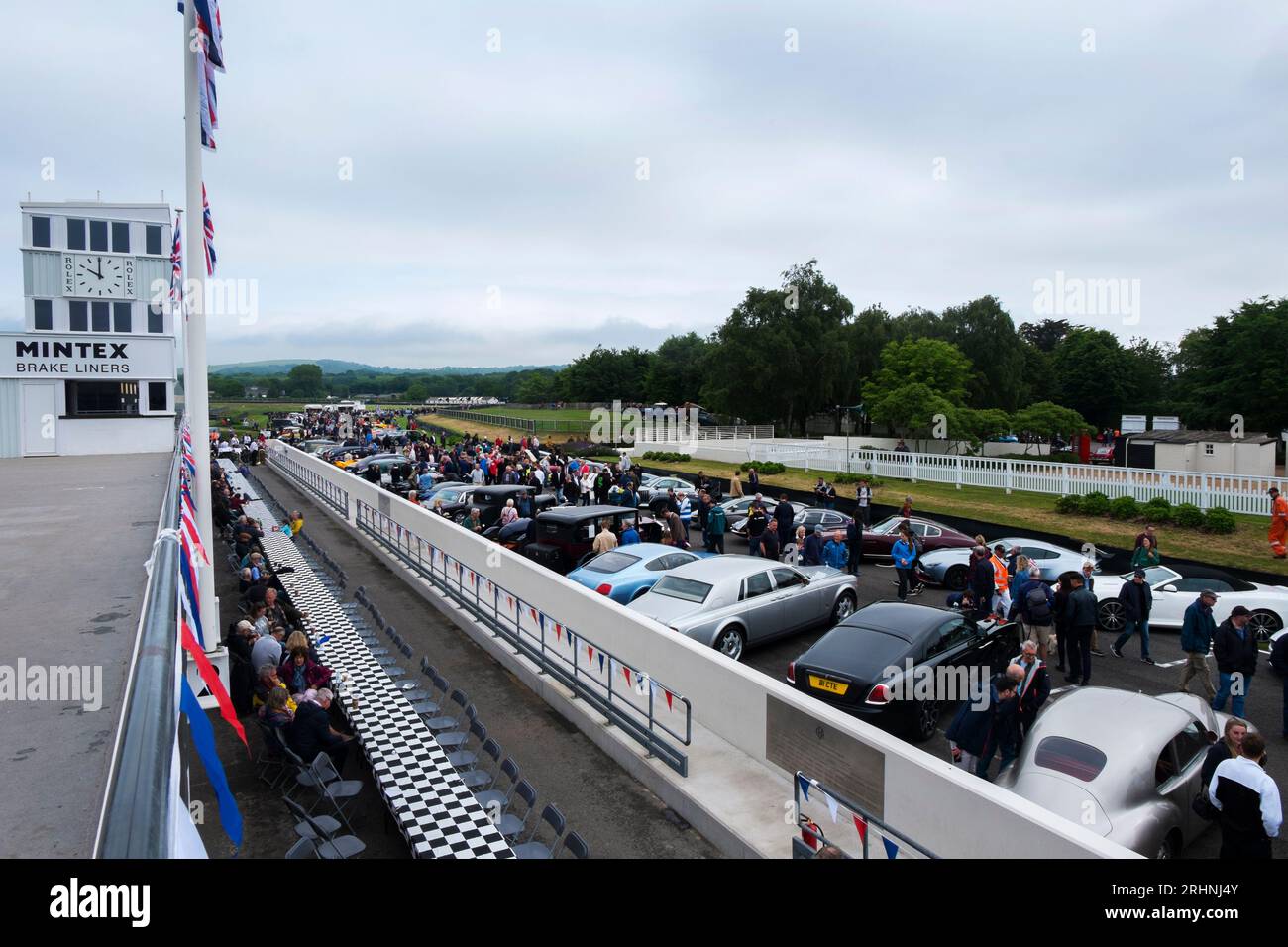 Cars lined up on track at Rule Britannia Breakfast Club Meeting to ...