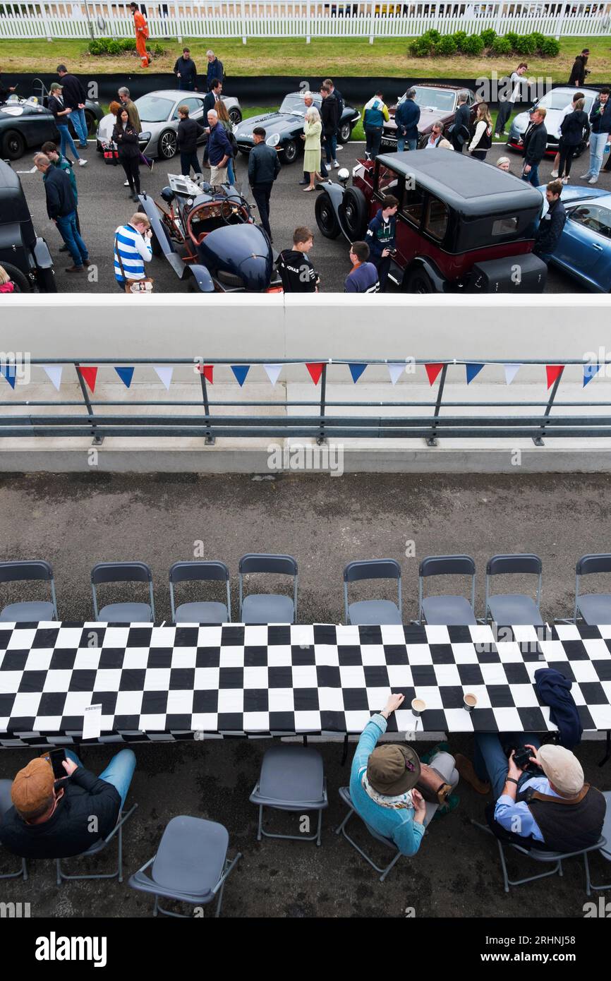 Cars lined up on track at Rule Britannia Breakfast Club Meeting to ...