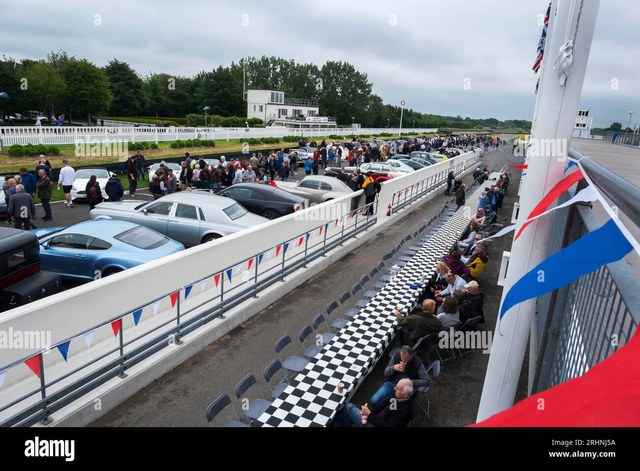 Cars lined up on track at Rule Britannia Breakfast Club Meeting to ...