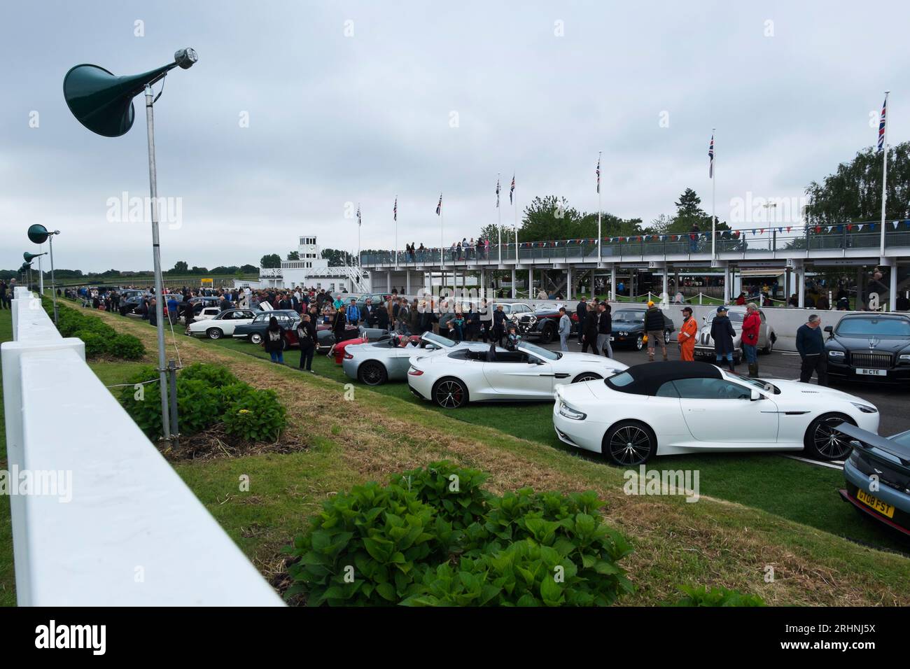 Cars lined up on track at Rule Britannia Breakfast Club Meeting to ...