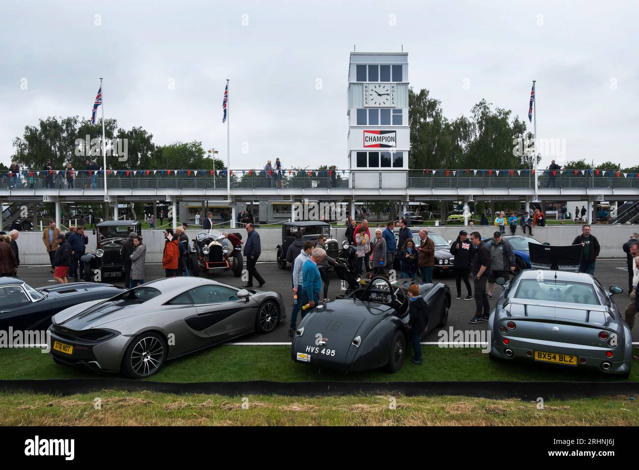 Cars lined up on track at Rule Britannia Breakfast Club Meeting to ...