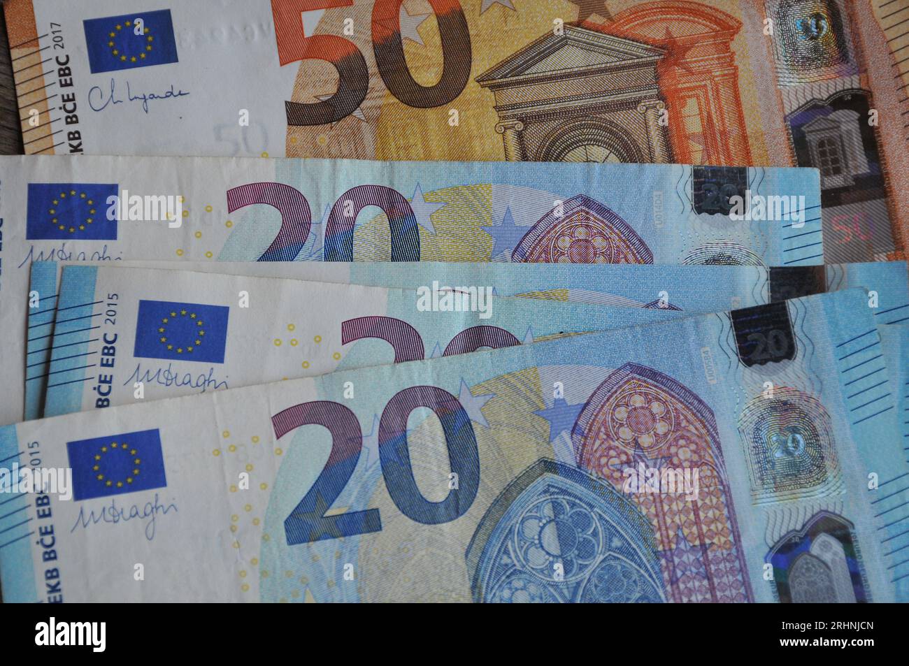 18 August 2023/Euro currency notes or money bill in danish capital ...