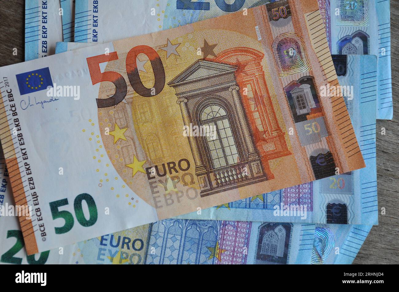 18 August 2023/Euro currency notes or money bill in danish capital ...