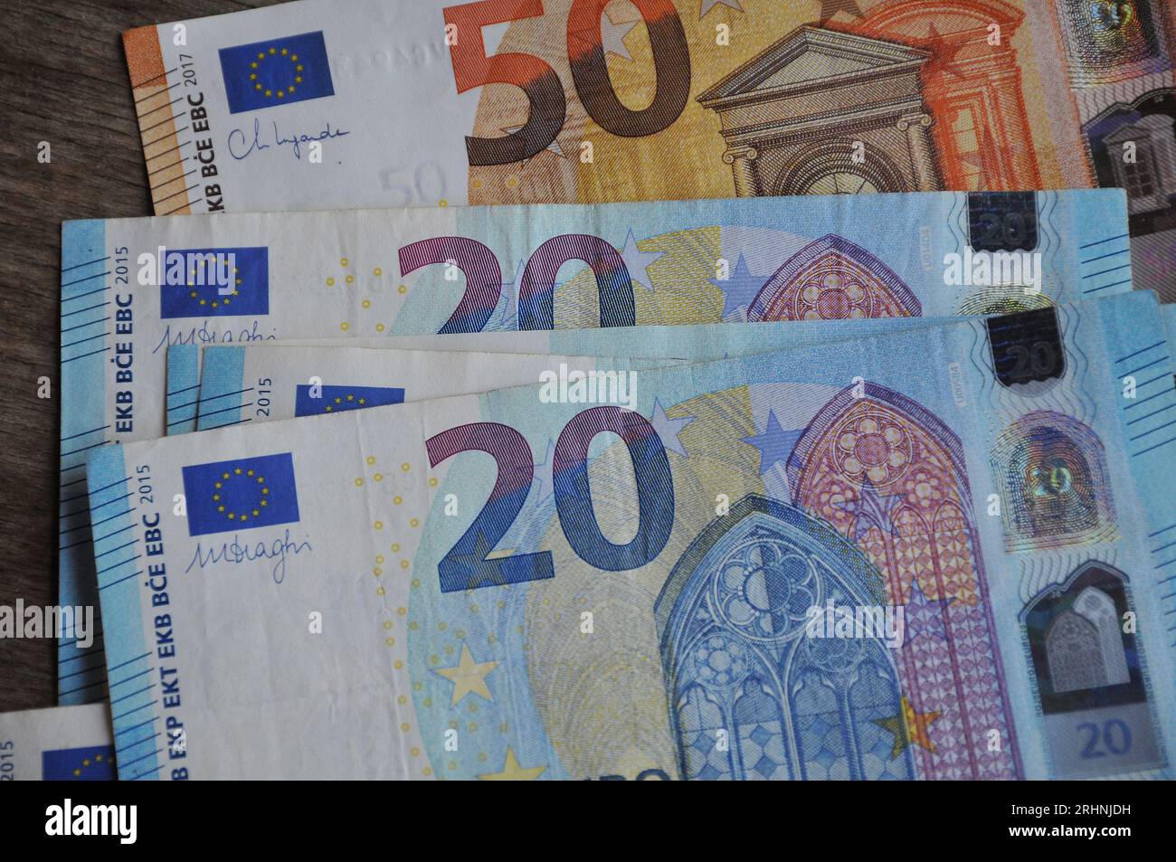 18 August 2023/Euro currency notes or money bill in danish capital ...