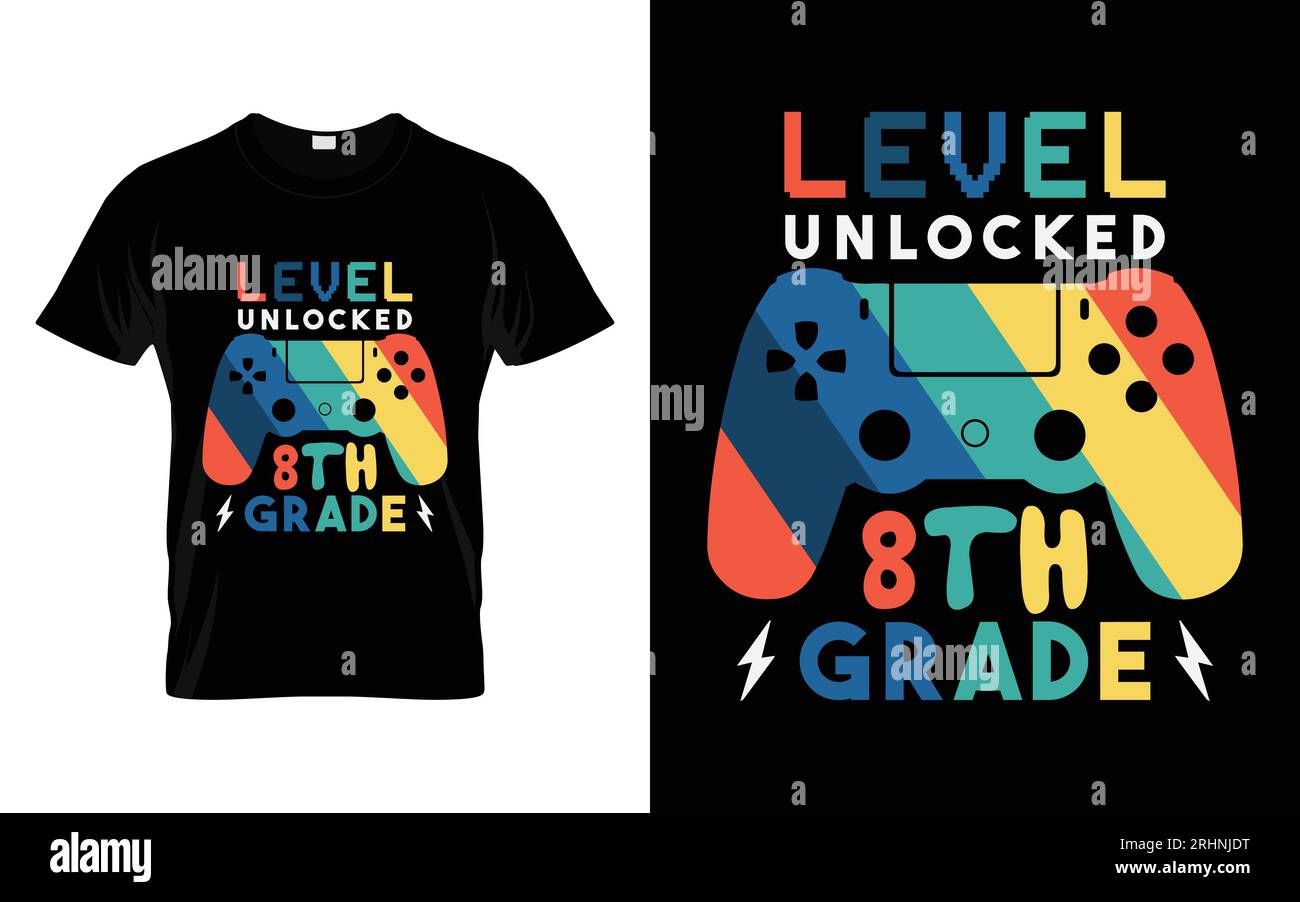 Level Unlocked 8th Grade Back to school typography t shirt design Stock ...