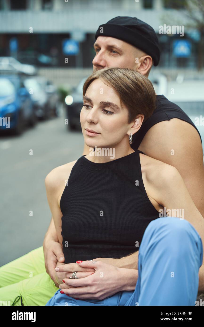 Young couple walk on parapet hi-res stock photography and images - Alamy