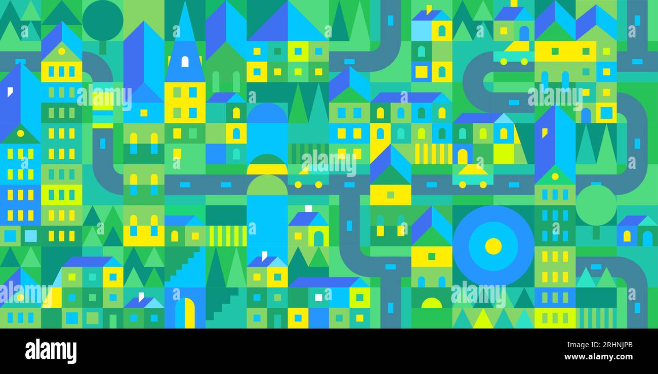 Abstract Trendy Seamless Cartoon Urban Vector Bauhaus Swiss Geometric ...