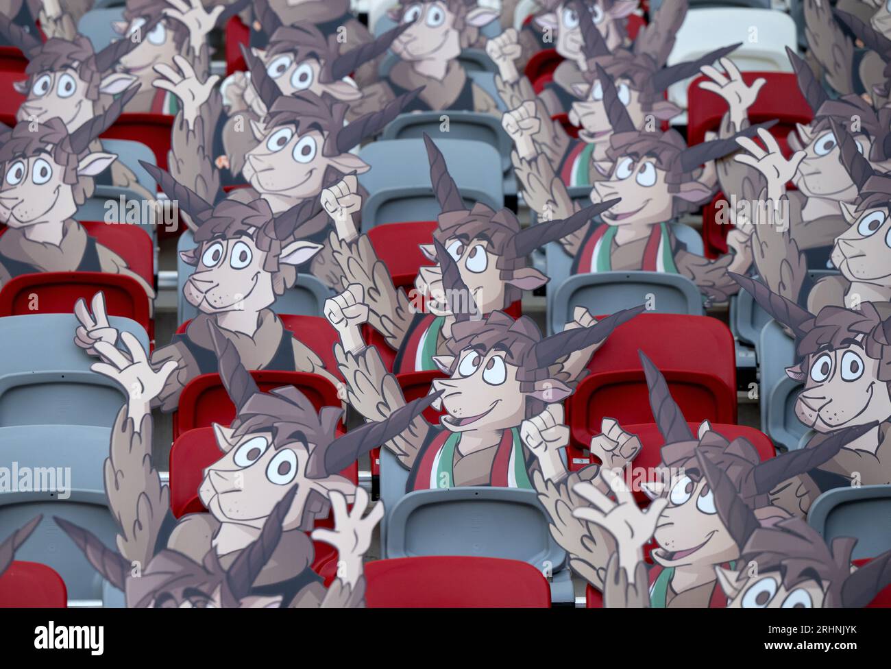 Budapest, Hungary. 18th Aug, 2023. Cardboard cutouts of Youhuu, the ...