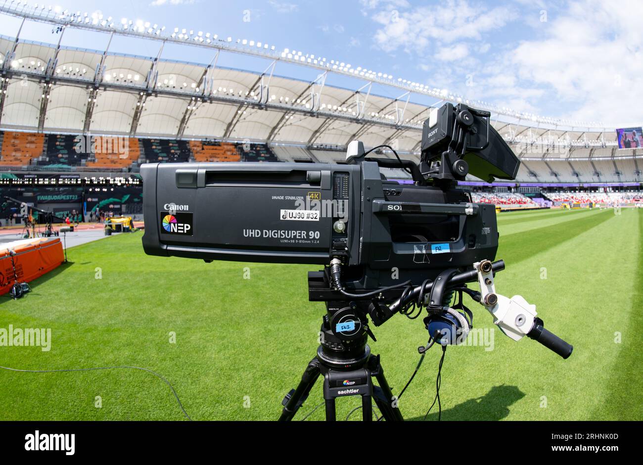 Budapest, Hungary. 18th Aug, 2023. A TV camera stands in the national ...