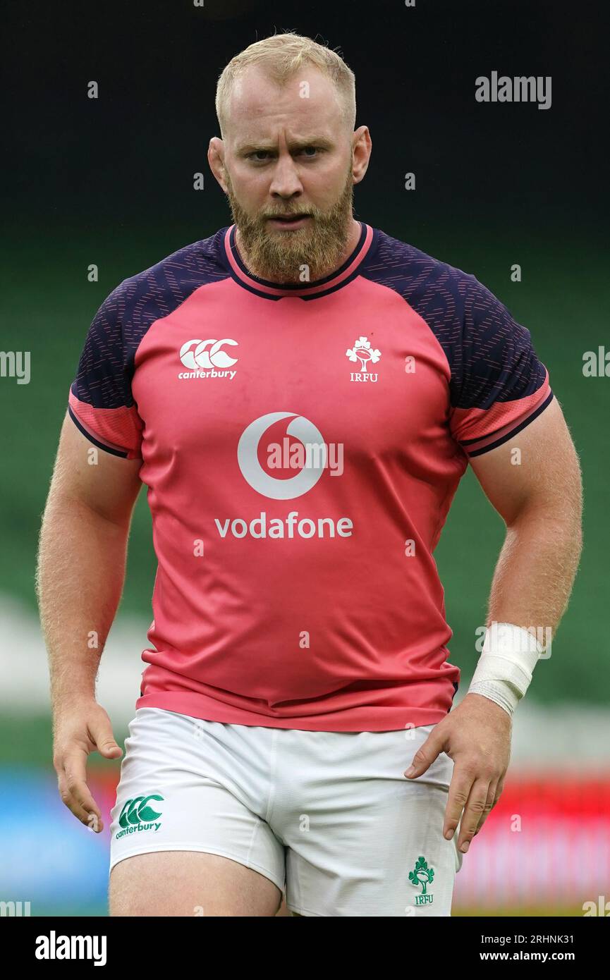 Ireland's Jeremy Loughman during the Captain's Run at the Aviva Stadium ...