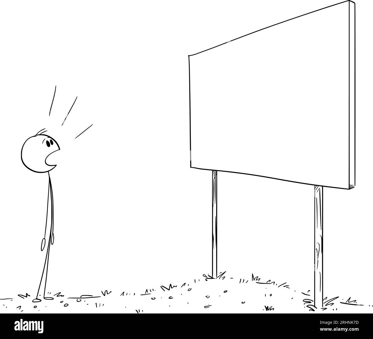 Person Looking Shocked at Billboard or Sign, Vector Cartoon Stick ...