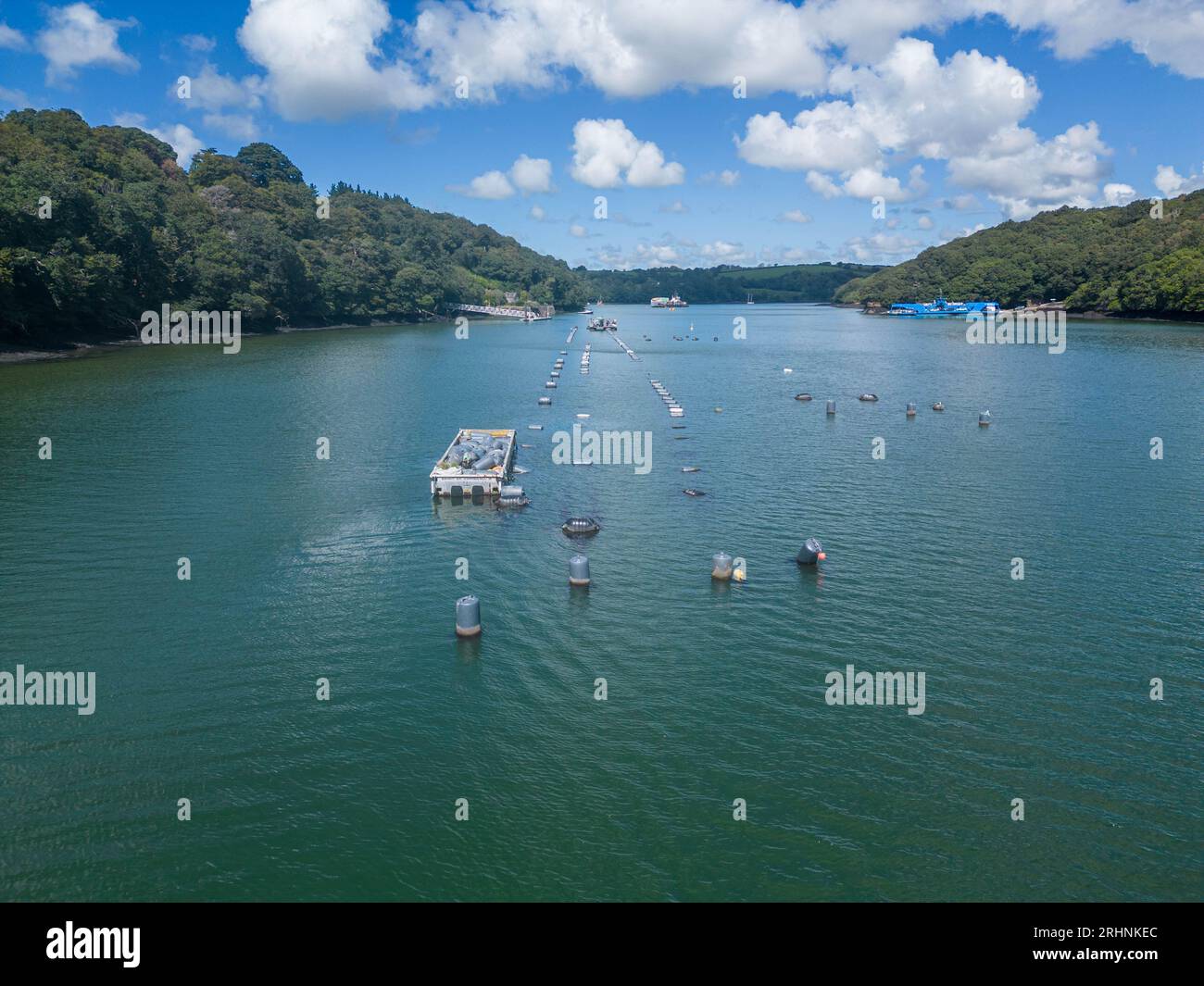 Truro Cornwall. some Oyster and seafood farm on the river. Bed lines ...