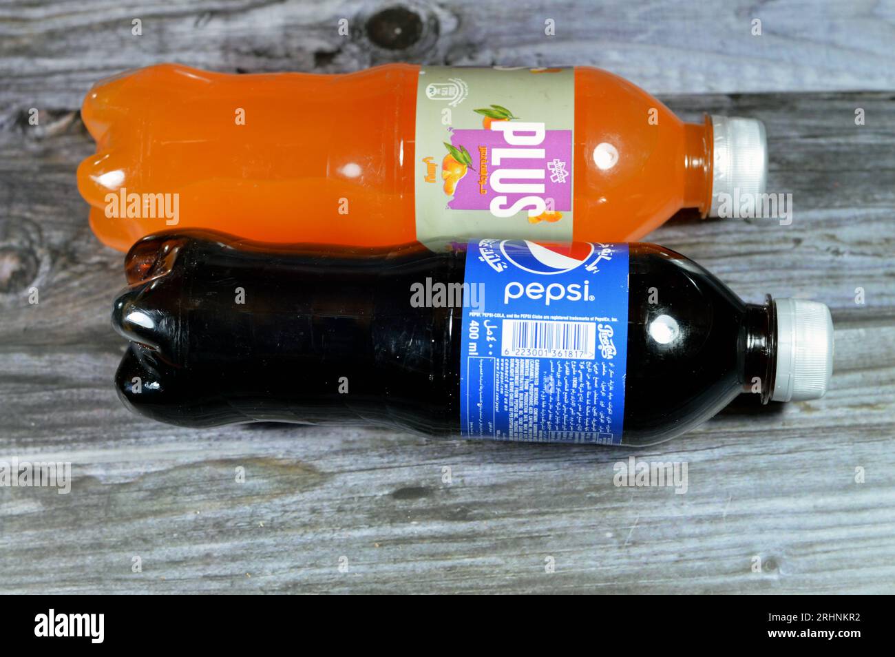 Cairo, Egypt, July 29 2023: Pepsi, a Cola flavor plastic bottle, a ...