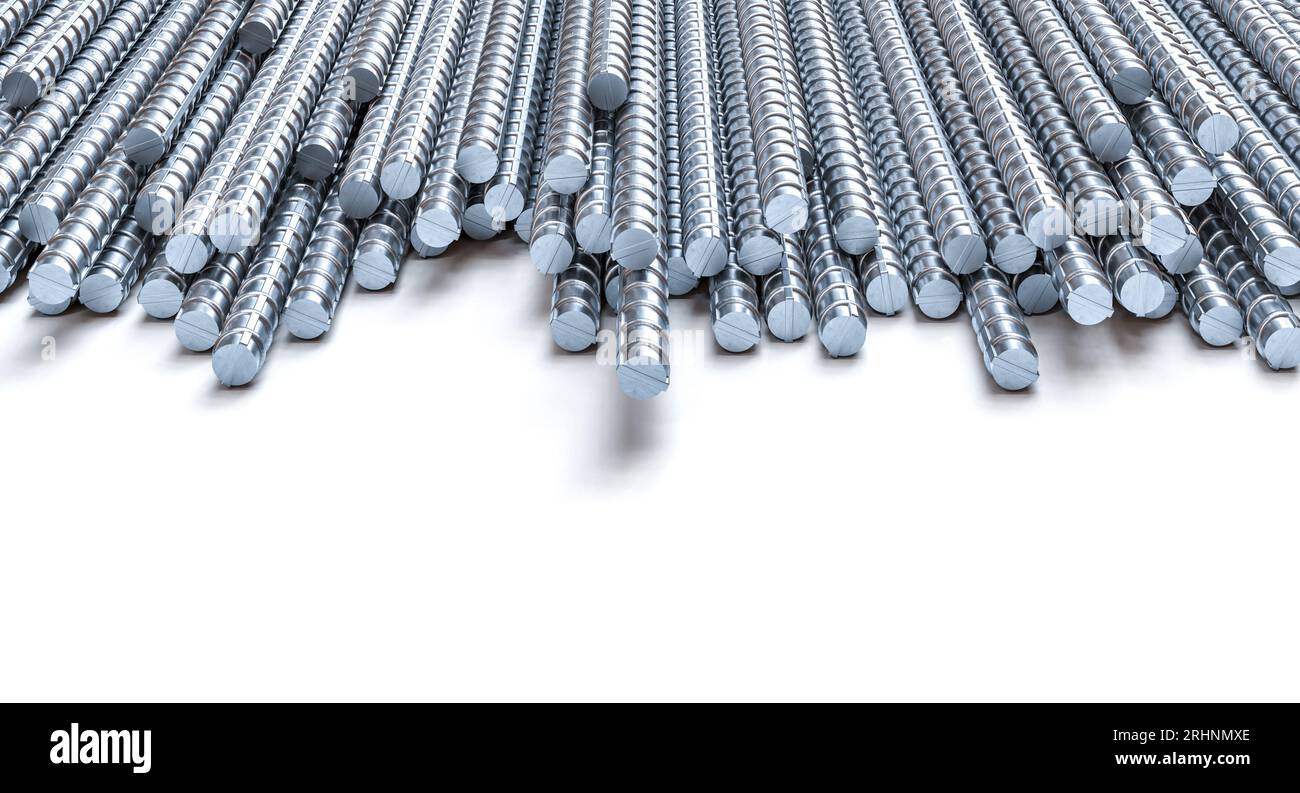 metal rod group background on white. 3d render Stock Photo - Alamy