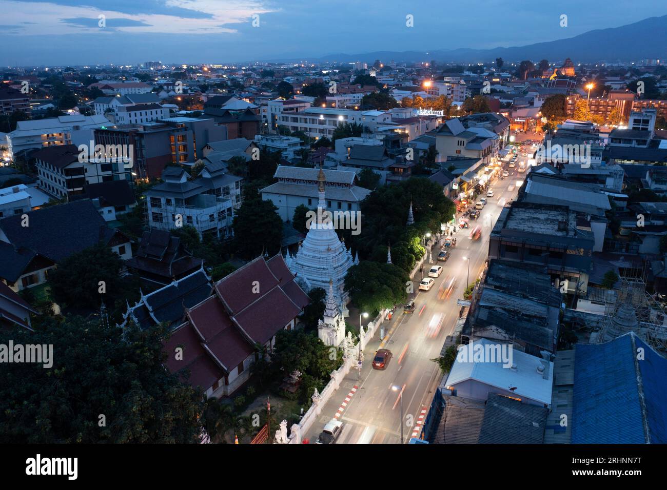 Aerial view Tha-Pha Gate road in Chiangmai, Thailand Stock Photo - Alamy