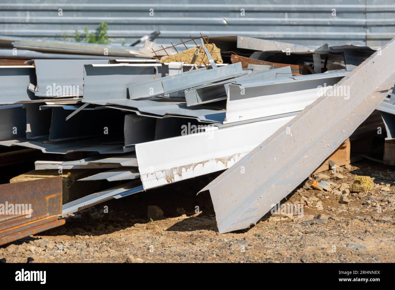 Sheet metal spiral duct in industrial manufacturing warehouse ...