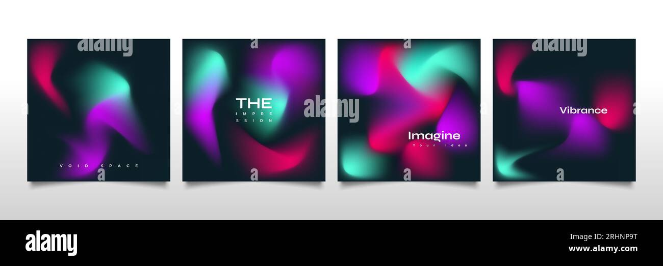 Set of Abstract Gradient Cover or Poster Design. Blurred Fluid ...