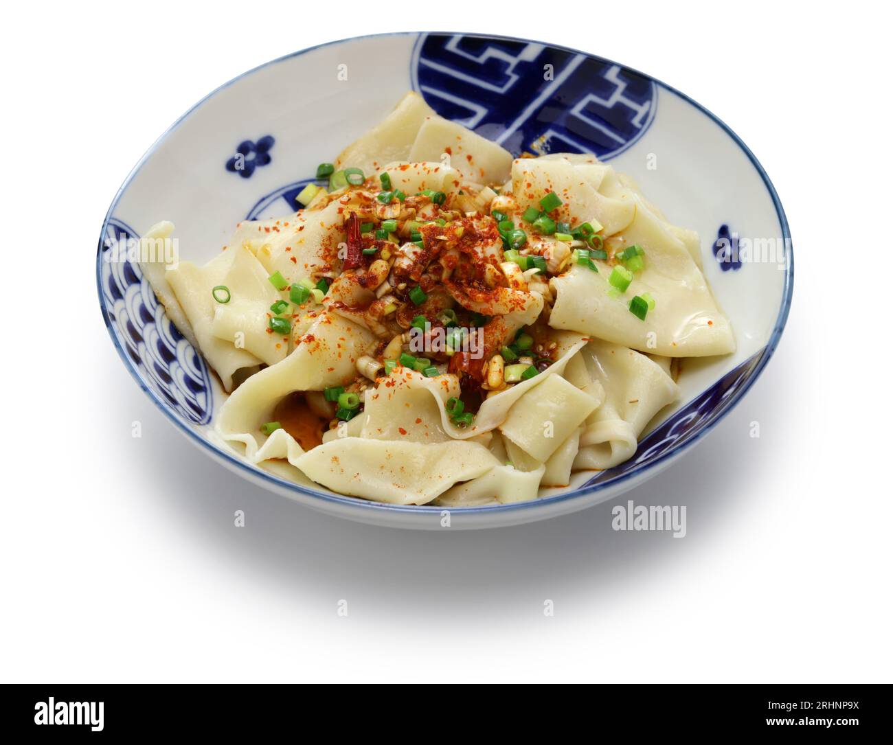 Biangbiang noodles, Chinese Shaanxi cuisine isolated on white ...