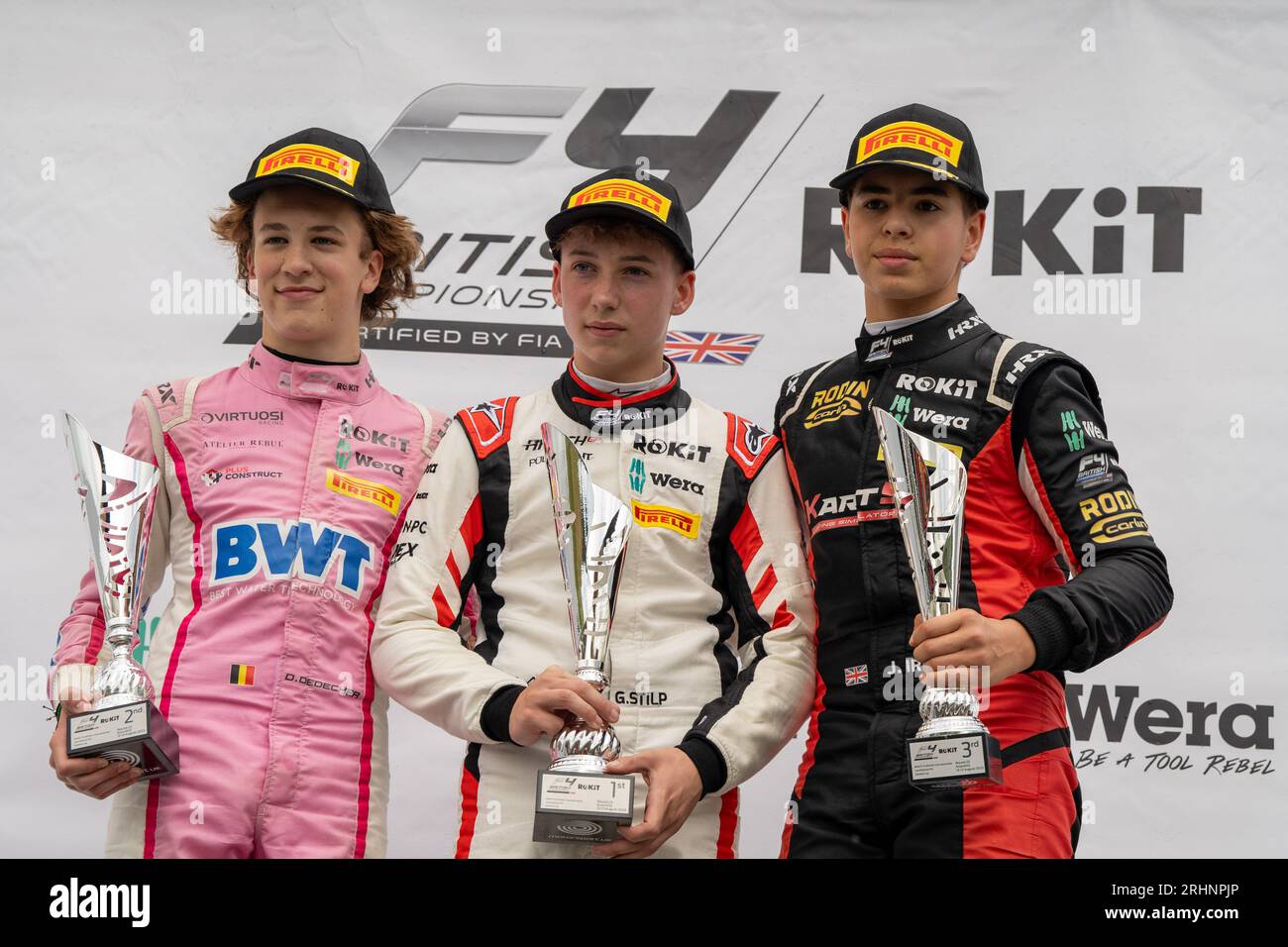 Formula 4 Knockhill Sunday Podium Douwe Dedecker, Gabriel Stilp & JOSH ...