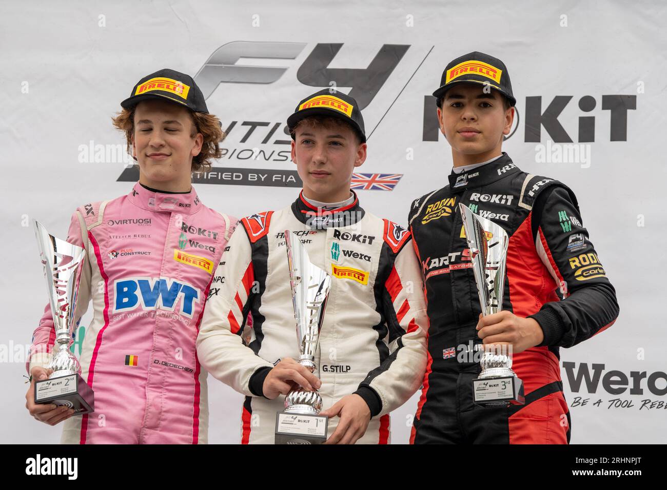 Formula 4 Knockhill Sunday Podium Douwe Dedecker, Gabriel Stilp & JOSH ...