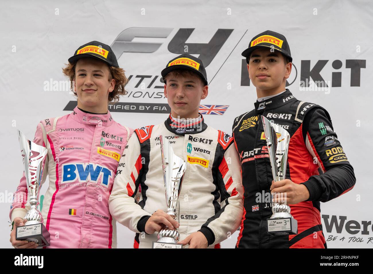 Formula 4 Knockhill Sunday Podium Douwe Dedecker, Gabriel Stilp & JOSH ...