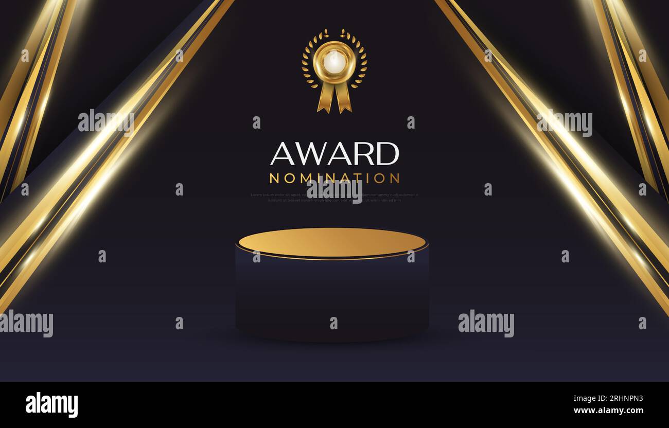 Award Nomination Ceremony Luxury Background with 3D Podium and Gold ...