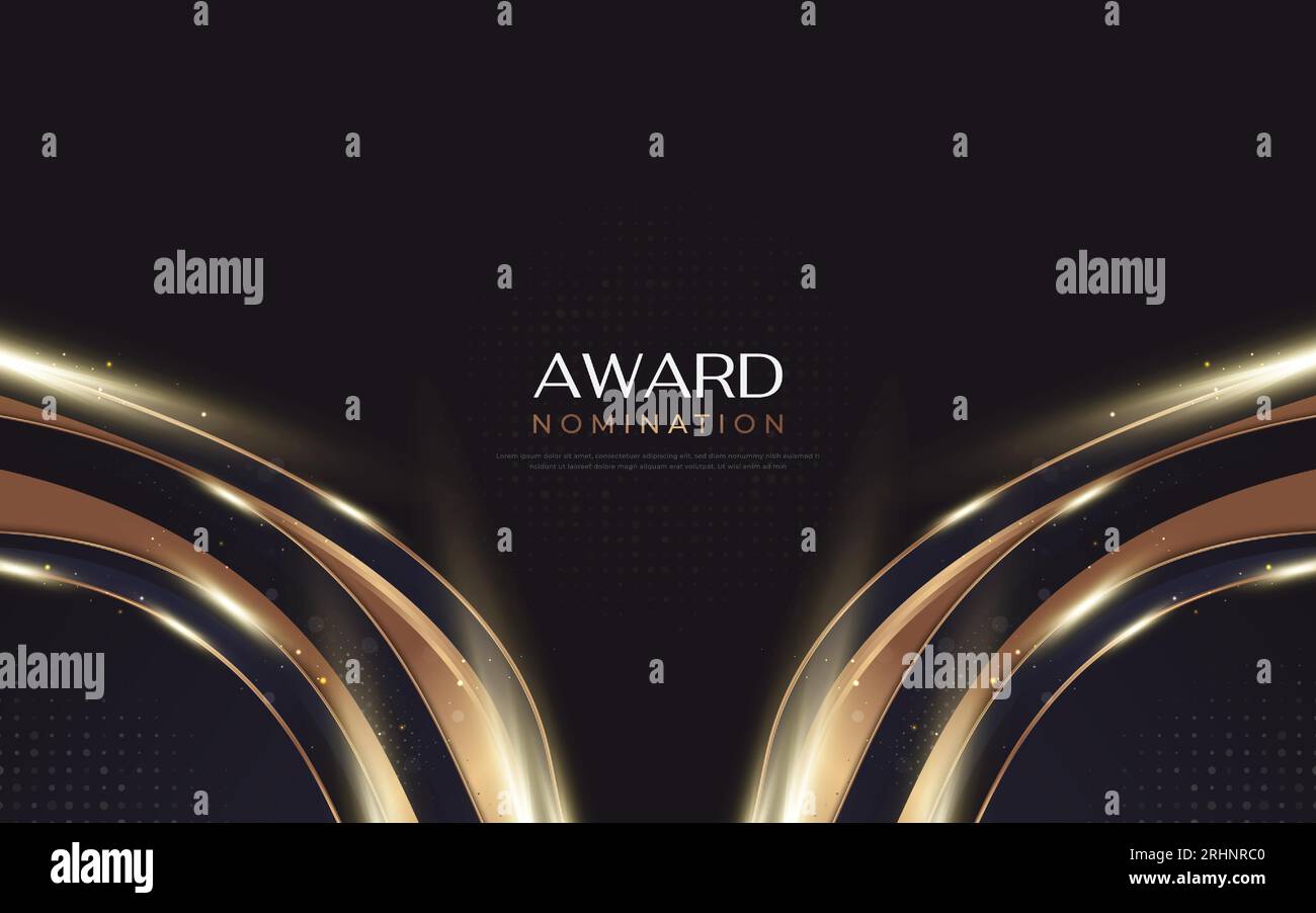 Luxurious and Elegant Blue and Gold Wavy Background with Golden Lines ...