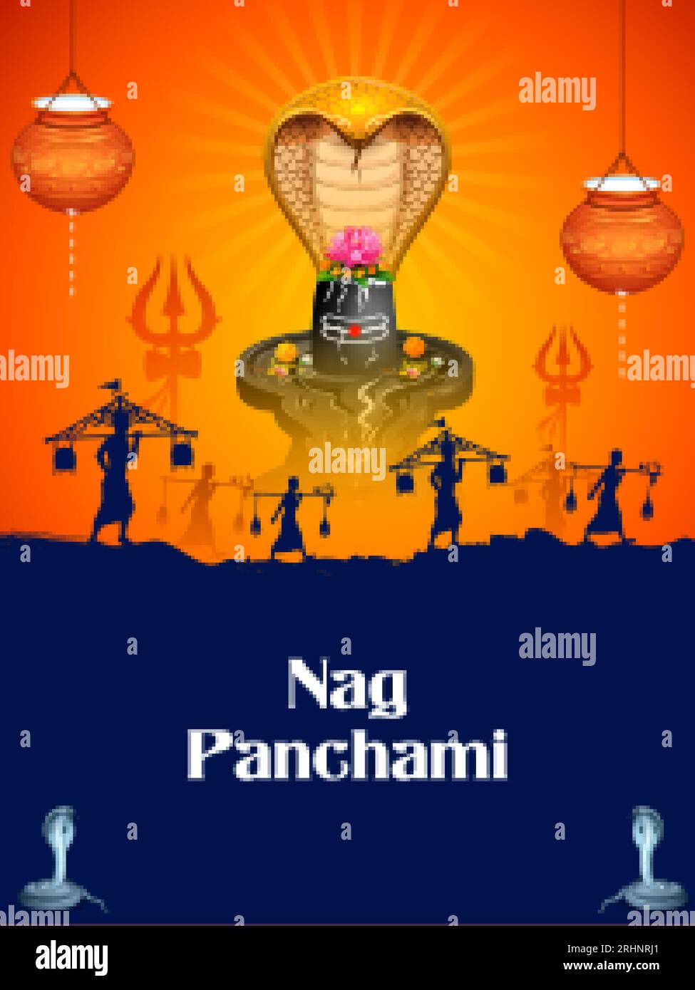 Nag snake with Shiv Linga for traditional Indian Hindu festival ...